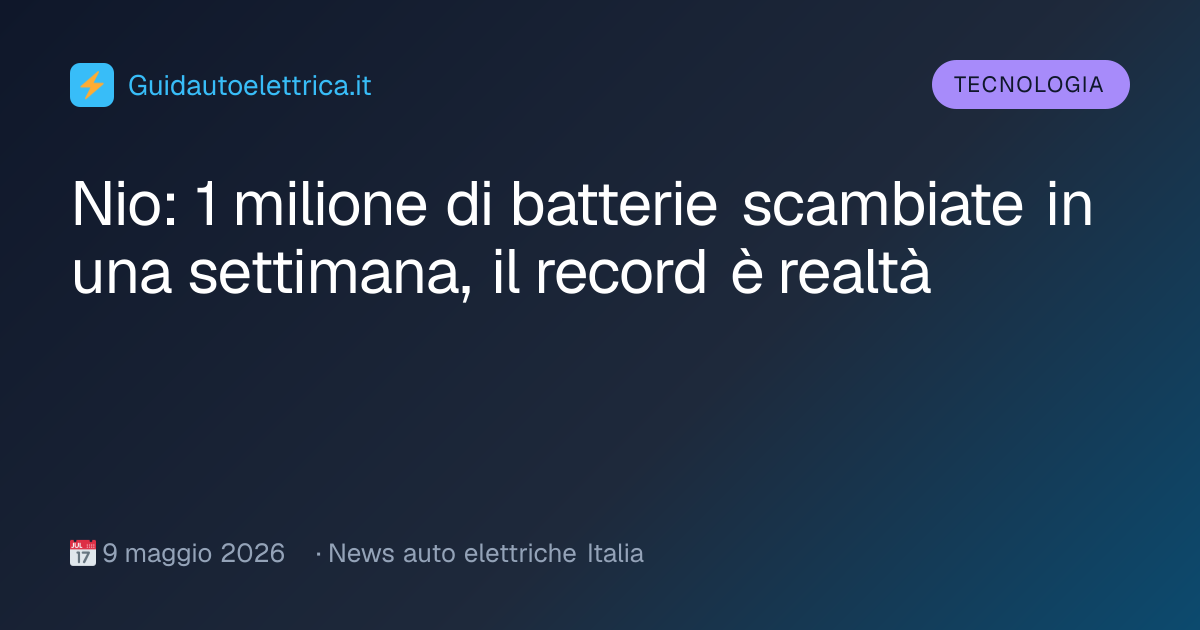 Nio: 1 milione di batterie scambiate in una settimana, il record è ...